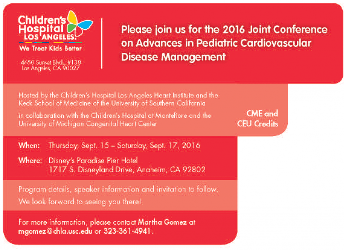 Joint Conference on Advances in Pediatric Cardiovascular Disease ...